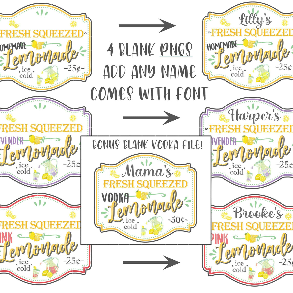 Customizable Lemonade Label Decal PNG Digital Download – Happyfox Supply Co