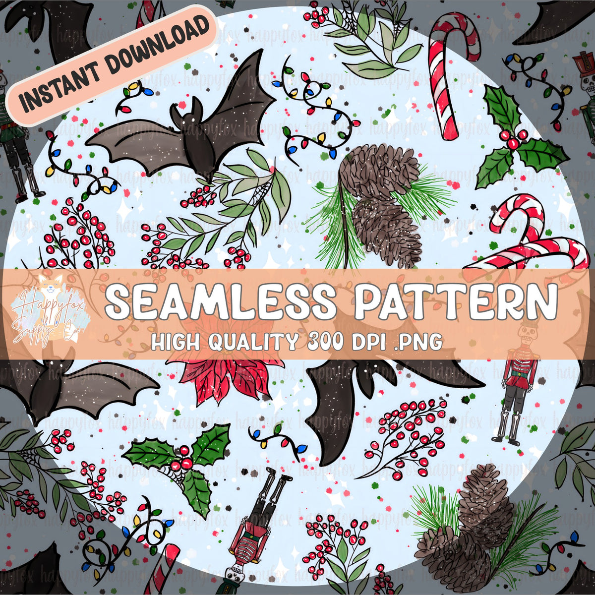 Batty For Christmas High Quality Digital Seamless File | 300 DPI | .PN ...
