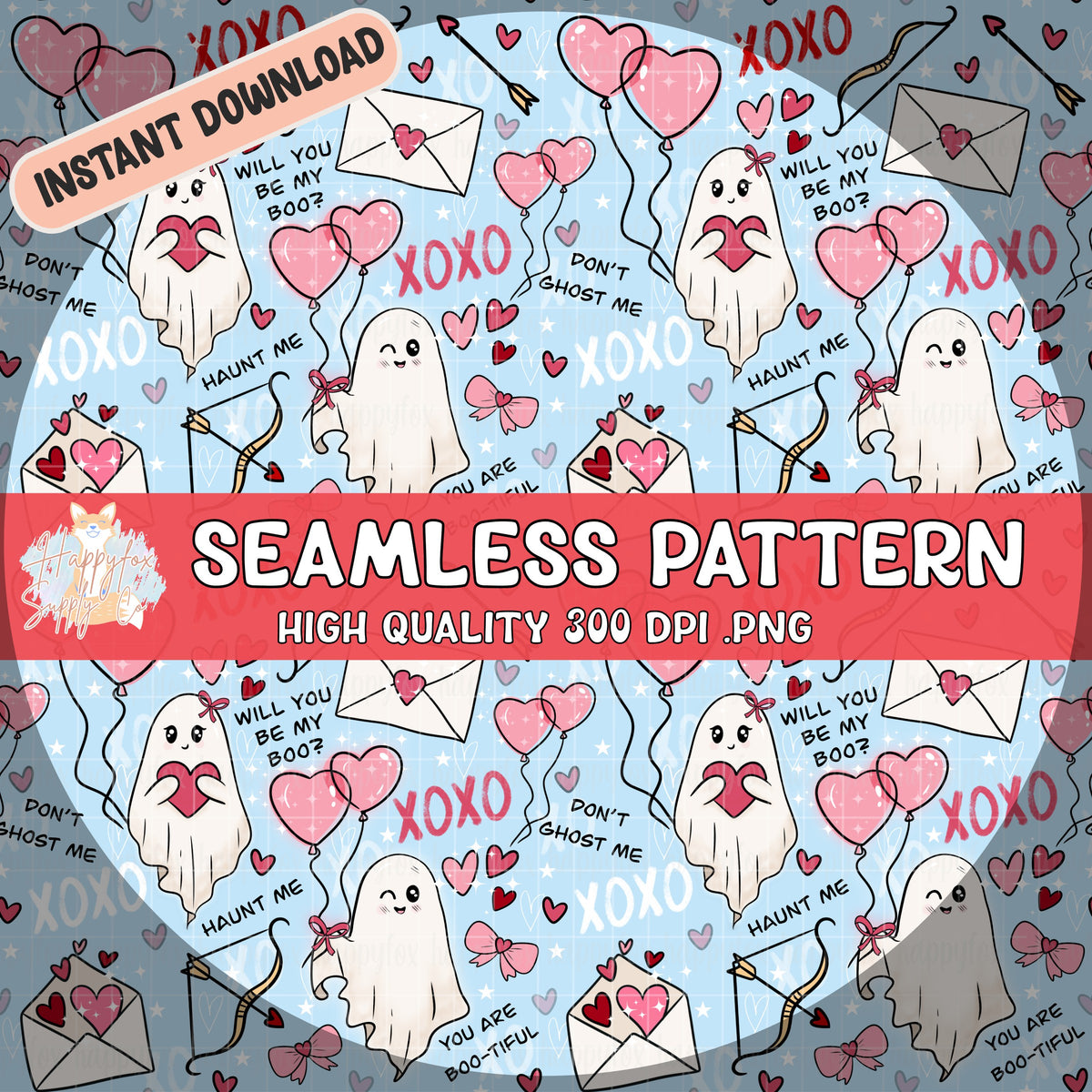 Be My Boo Blue High Quality Digital Seamless File | 300 DPI | .PNG For ...