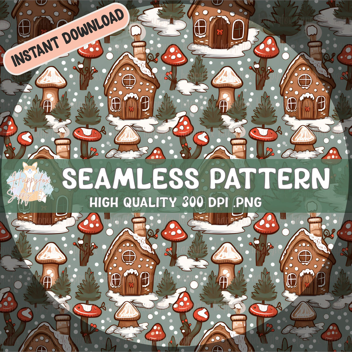 Gingerbread Shroomies High Quality Digital Seamless File | 300 DPI ...