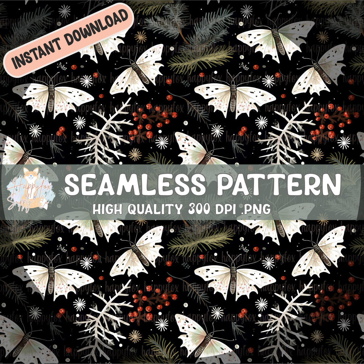 Holiday Moths High Quality Digital Seamless File | 300 DPI | .PNG Form ...