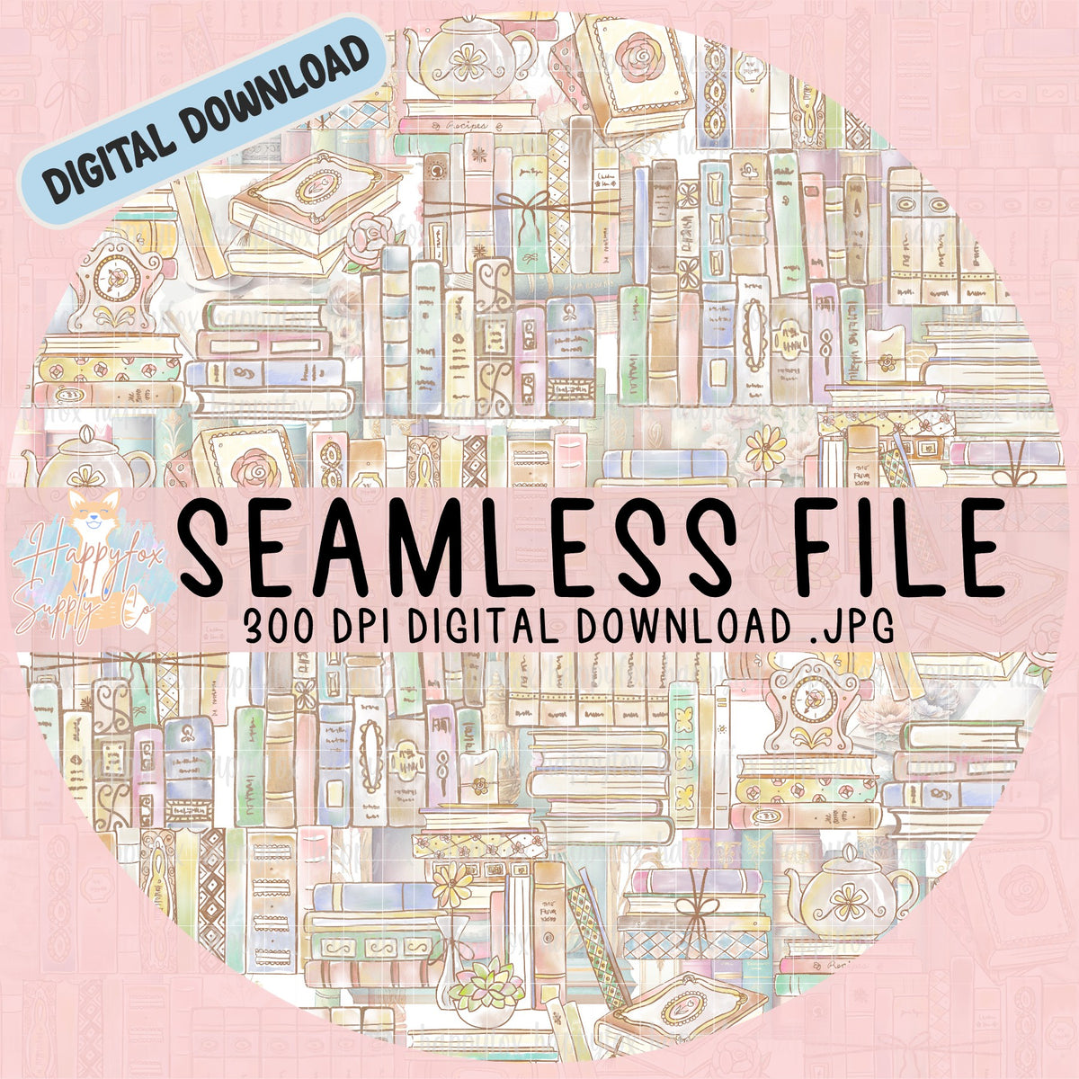 Pastel Books High Quality Digital Seamless File | 300 DPI | .JPG Forma ...