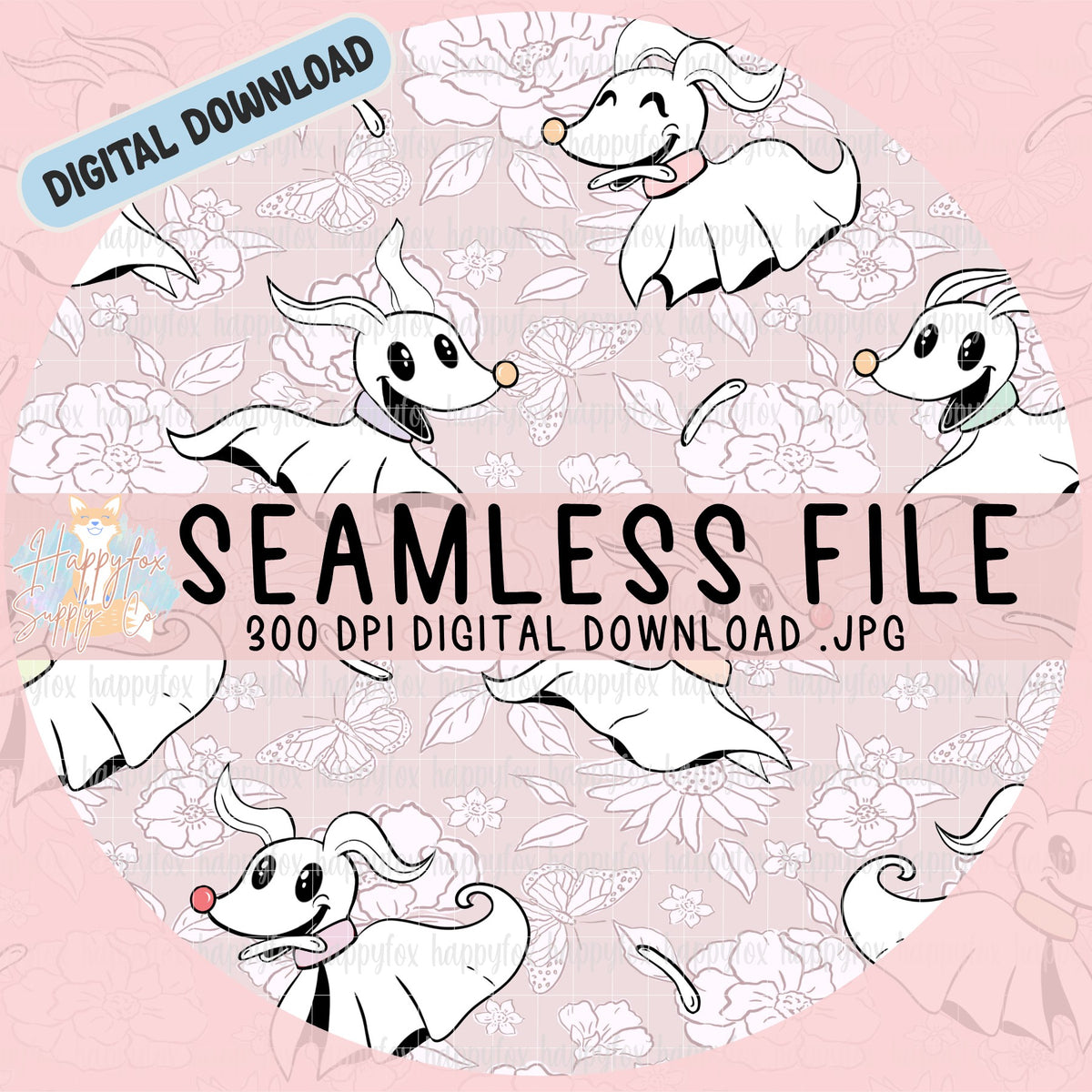 Pink Ghost Dogs High Quality Digital Seamless File | 300 DPI | .JPG Fo ...