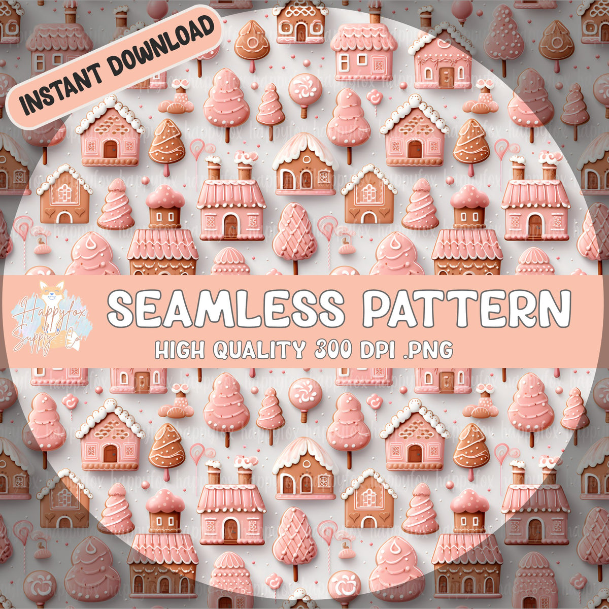 Pink Gingerbread Cookies High Quality Digital Seamless File | 300 DPI ...