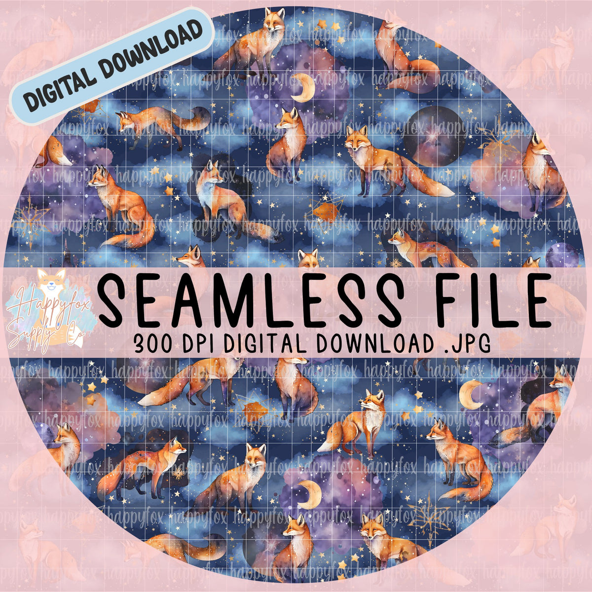 Space Foxes High Quality Digital Seamless File | 300 DPI | .JPG Format ...