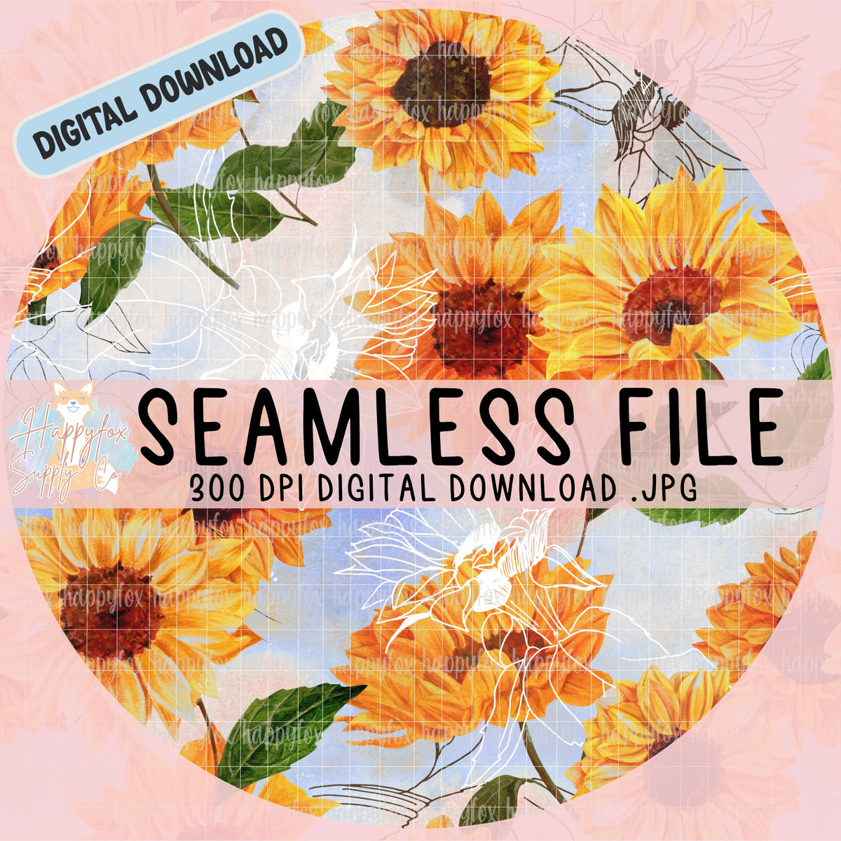 Sunny Sunflowers High Quality Digital Seamless File | 300 DPI | .JPG F ...
