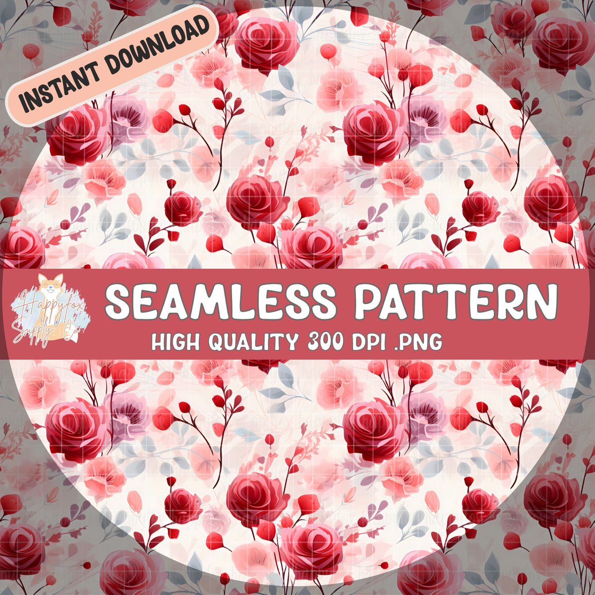 Valentine Roses High Quality Digital Seamless File | 300 DPI | .PNG Fo ...