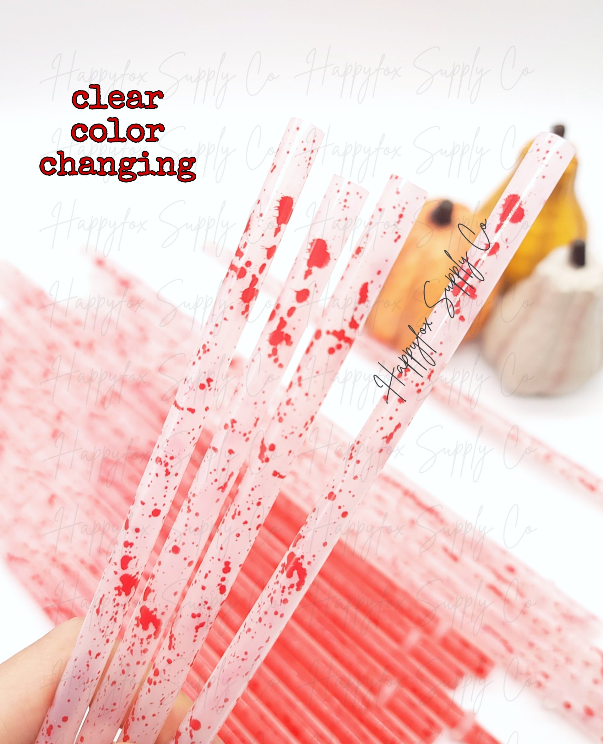10"or 11" Blood Spatter Straws + Color Change Option – Happyfox Supply Co
