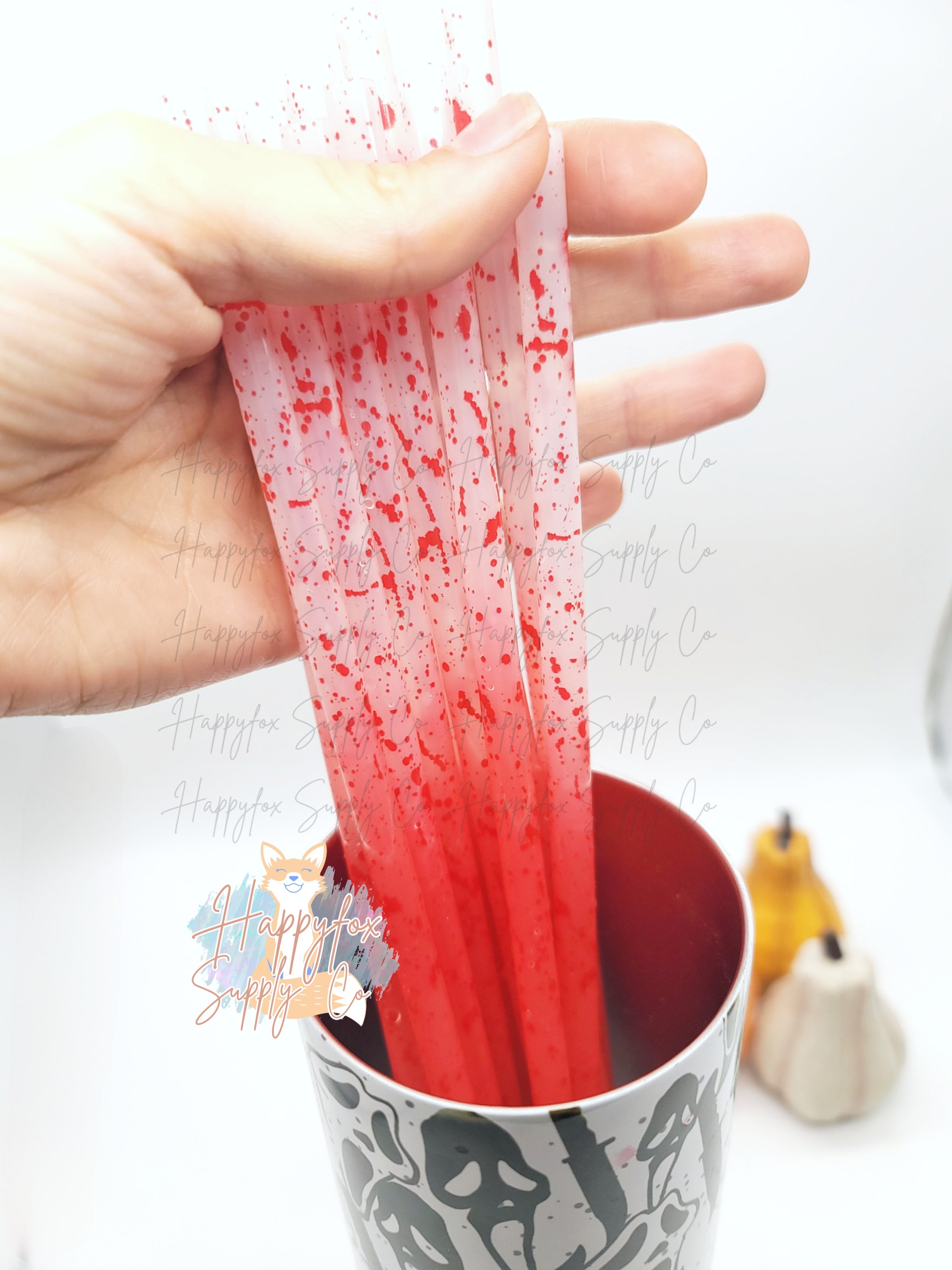 10"or 11" Blood Spatter Straws + Color Change Option – Happyfox Supply Co