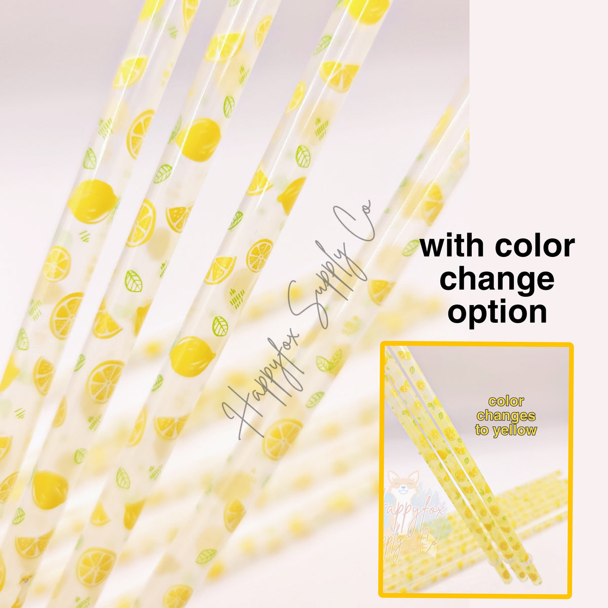 10" Lemon Straws + Color Change Option – Happyfox Supply Co